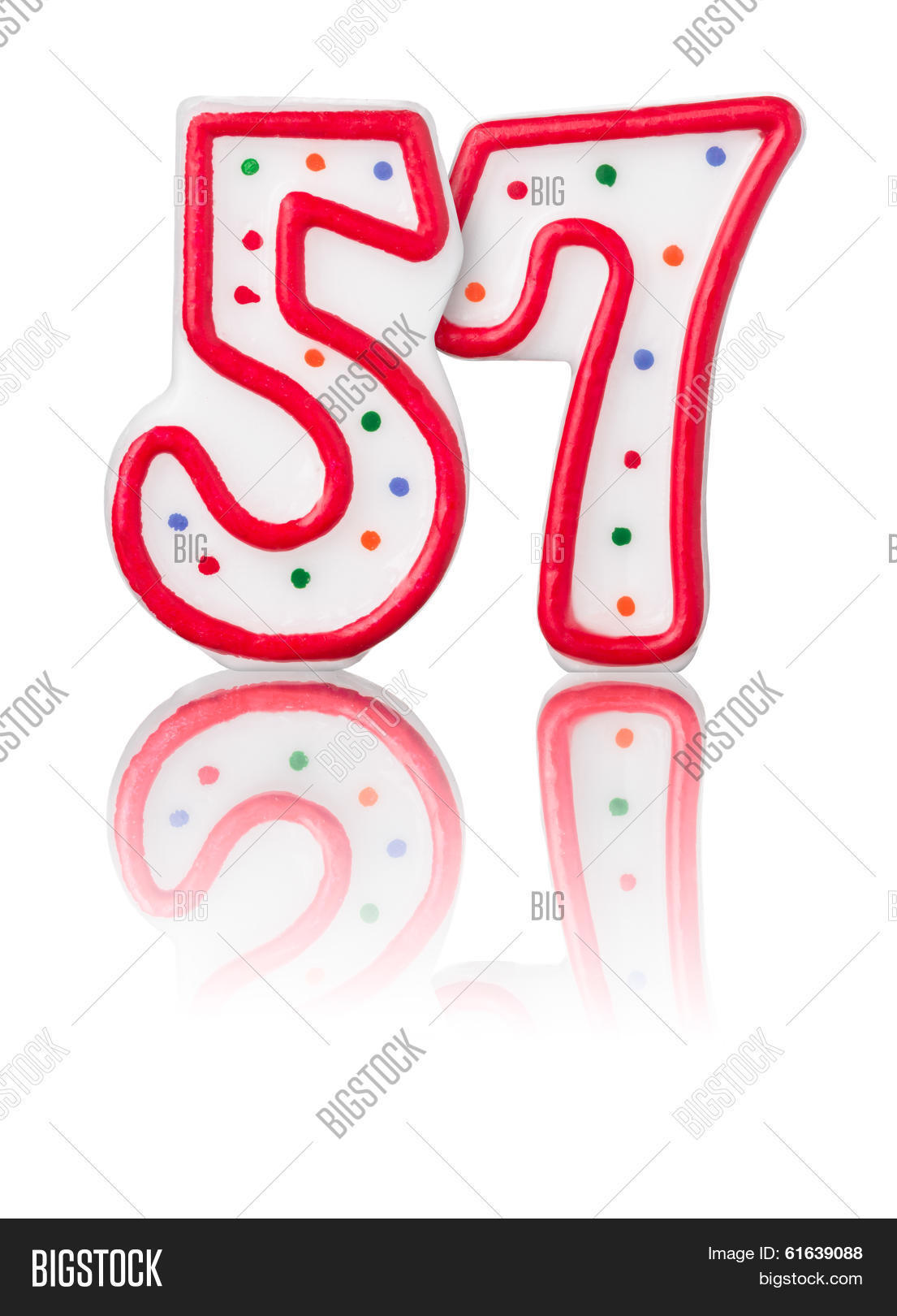 Red Number 57 Reflection On White Image Photo Bigstock