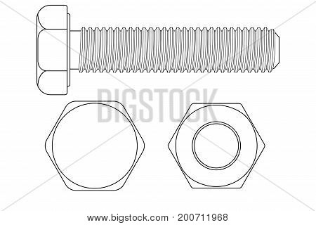 Bolt Screw. Outline Vector & Photo (Free Trial) | Bigstock