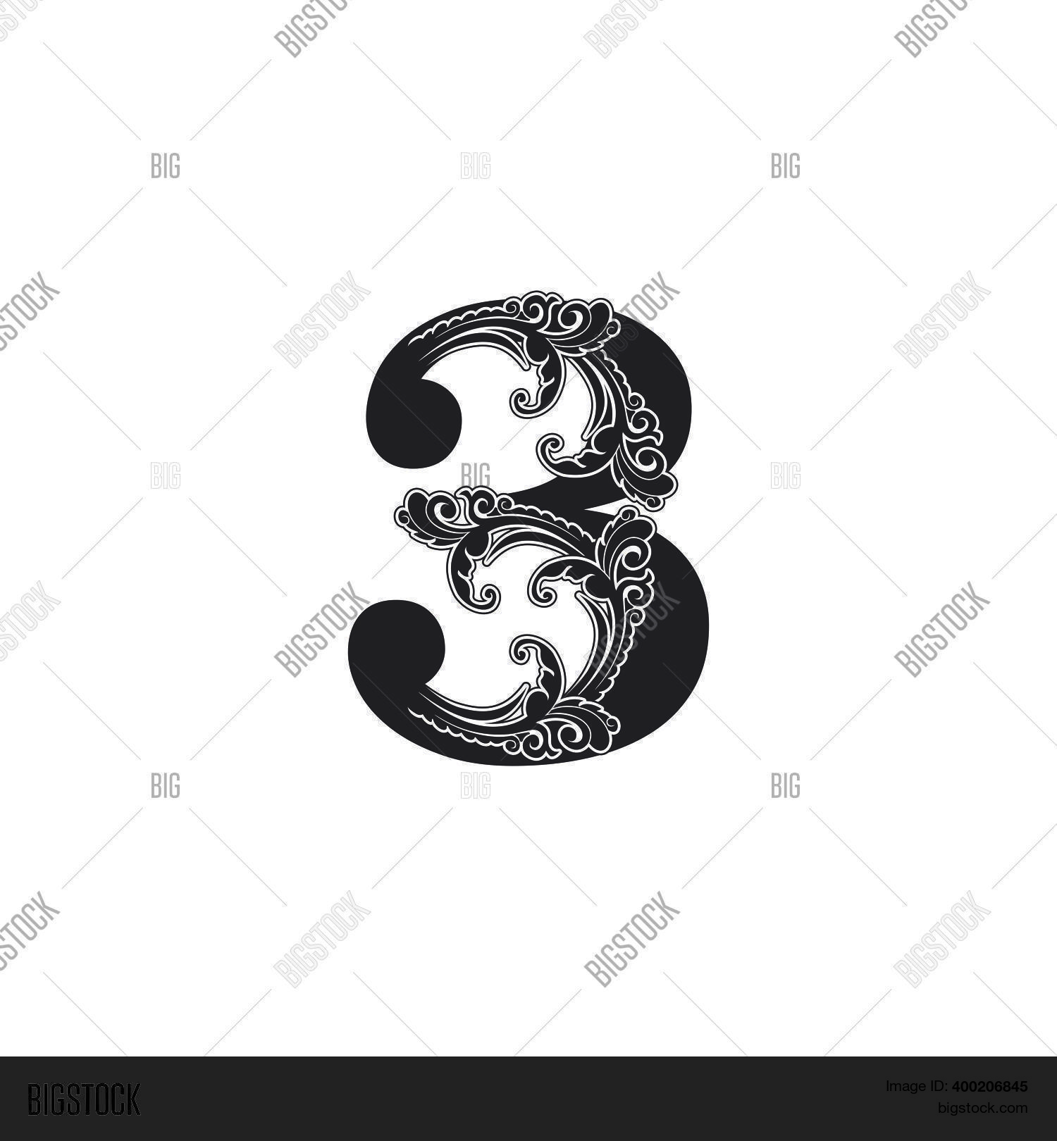 Ornate Number Three Vector & Photo (Free Trial) | Bigstock