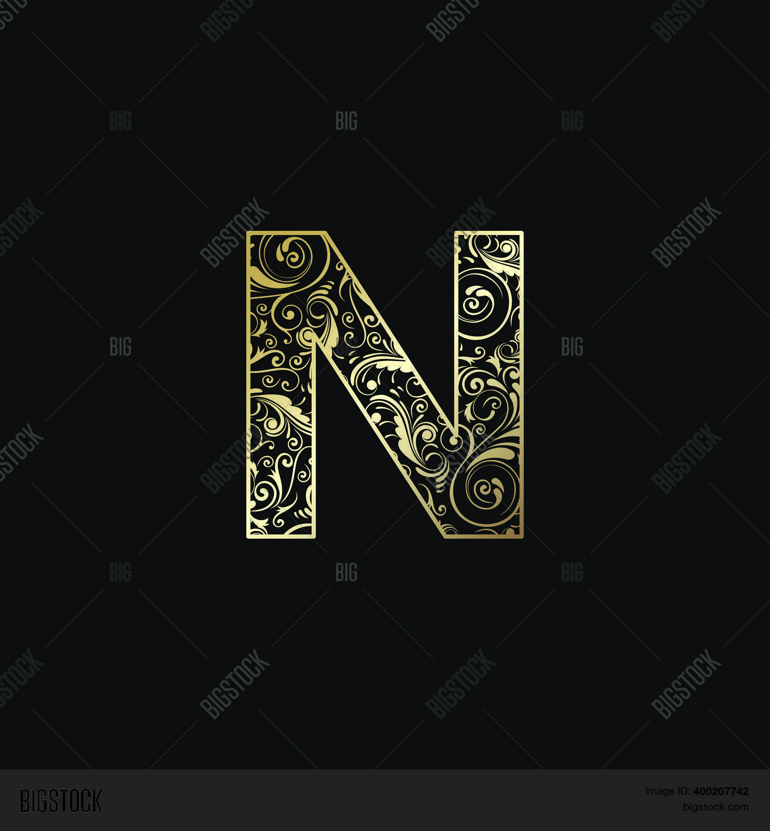 Ornate Letter N Logo Vector & Photo (Free Trial) | Bigstock