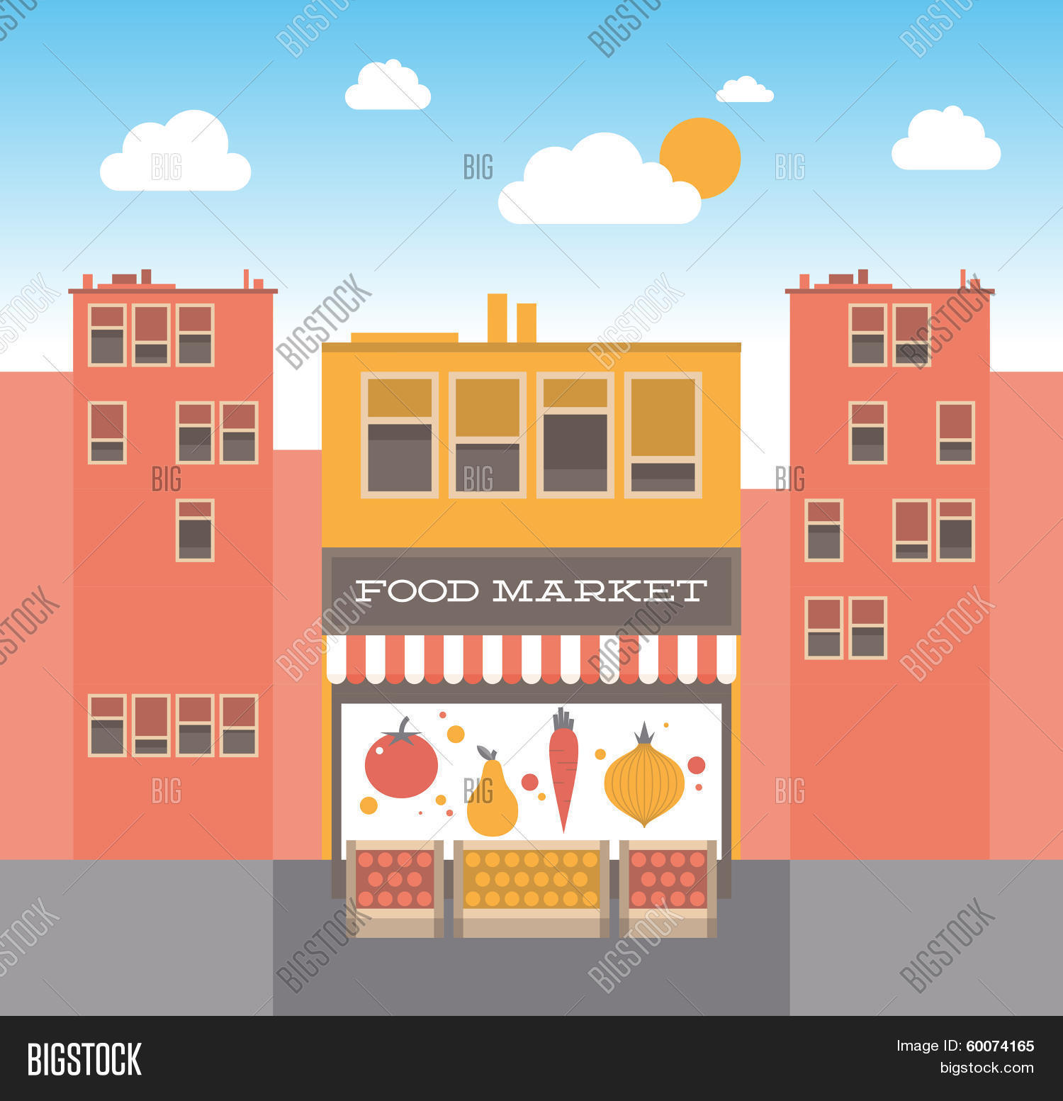 Food Market On Street Vector & Photo (Free Trial) | Bigstock