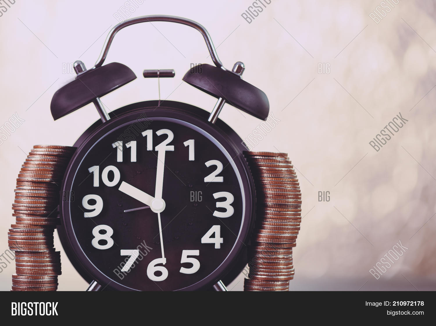 Alarm Clock Piles Coin Image & Photo (Free Trial) | Bigstock