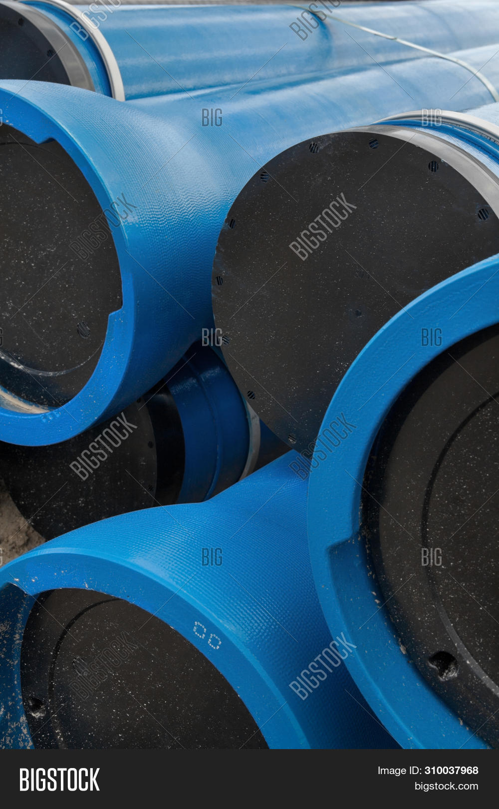 Stack New Blue Pipes ( Image & Photo (Free Trial) | Bigstock