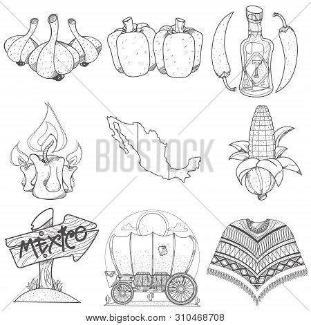 Set Icons On Mexican Vector & Photo (Free Trial) | Bigstock