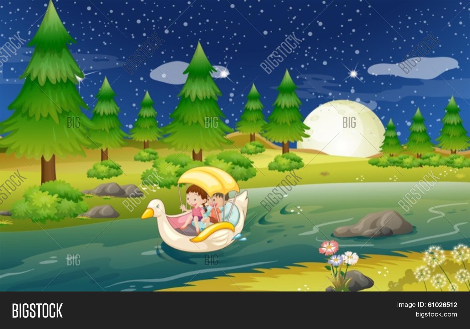 Illustration River Vector & Photo (Free Trial) | Bigstock