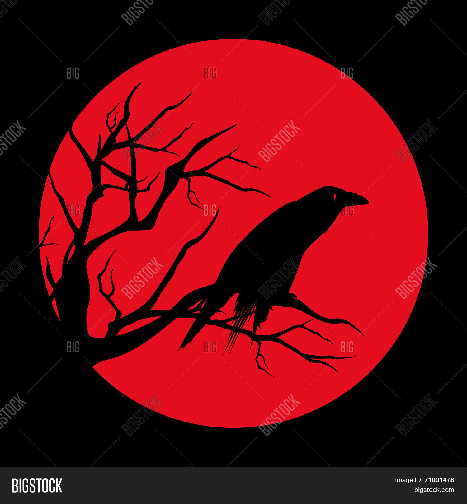 Red Moon Raven Vector & Photo (Free Trial) | Bigstock