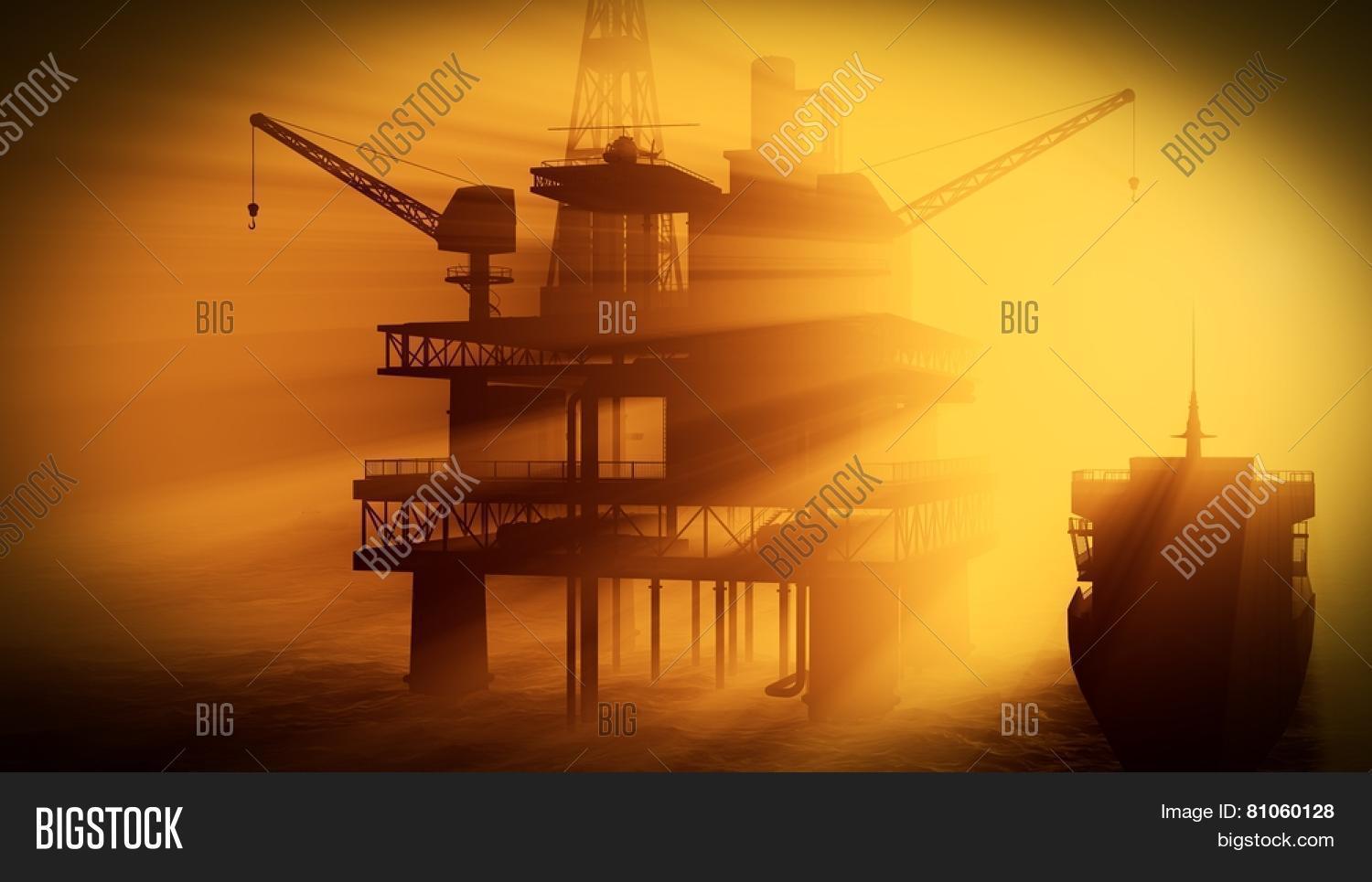 Oil Rig Platform Night Image & Photo (Free Trial) | Bigstock