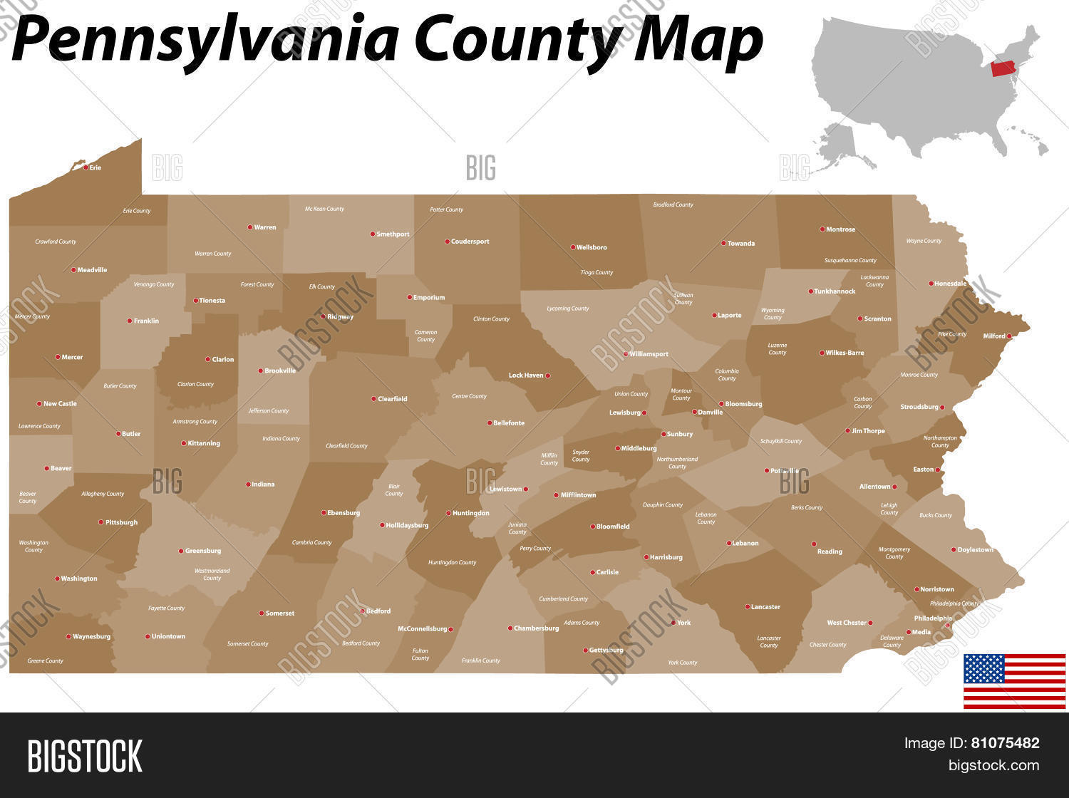 Pennsylvania County Vector & Photo (Free Trial) | Bigstock