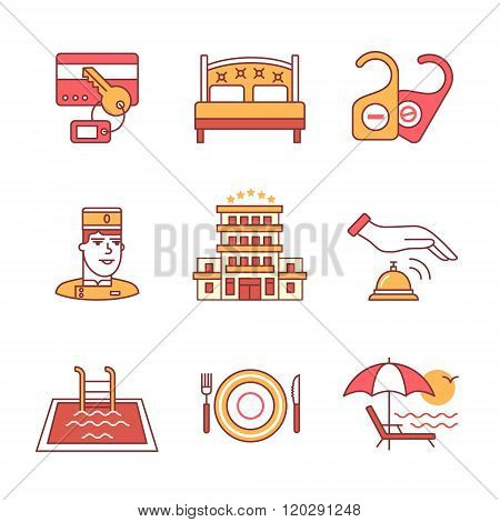 Hotel Signs Set. Thin Vector & Photo (Free Trial) | Bigstock