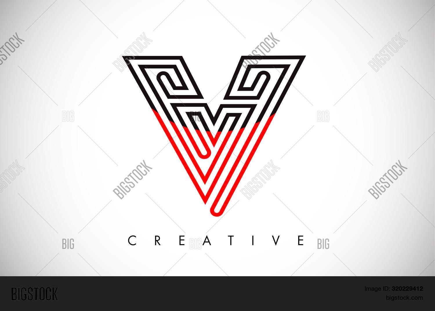 V Black Red Letter Vector & Photo (Free Trial) | Bigstock