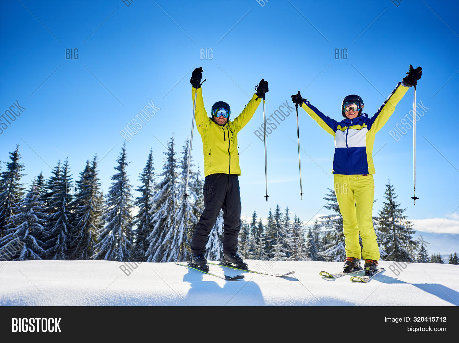 Smiling Couple Skiers Image & Photo (Free Trial) | Bigstock