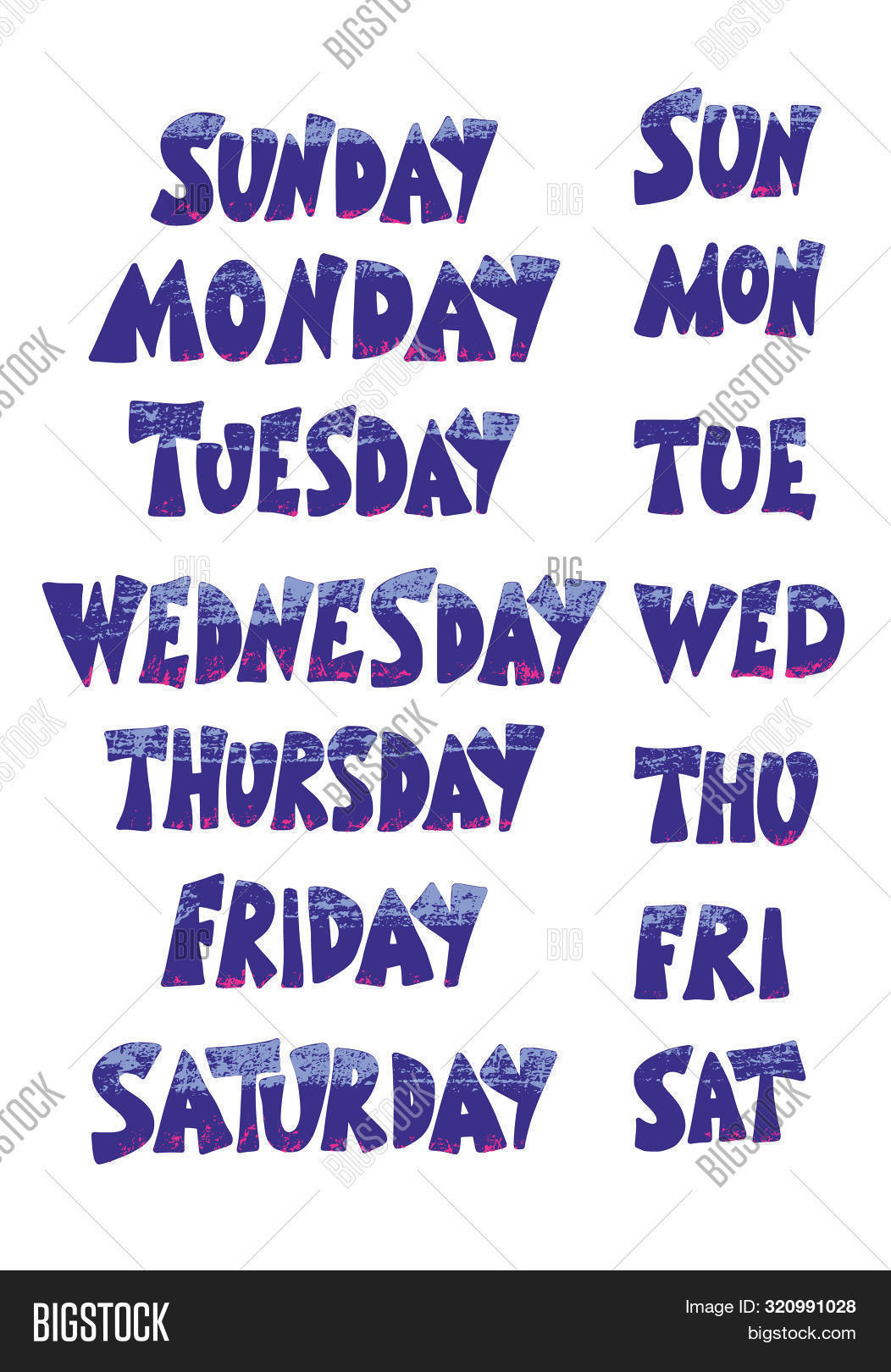 Days Week Lettering. Image & Photo (Free Trial) | Bigstock