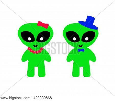 Two Aliens On White Vector & Photo (Free Trial) | Bigstock