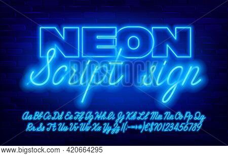 Neon Script Sign Font Vector & Photo (Free Trial) | Bigstock
