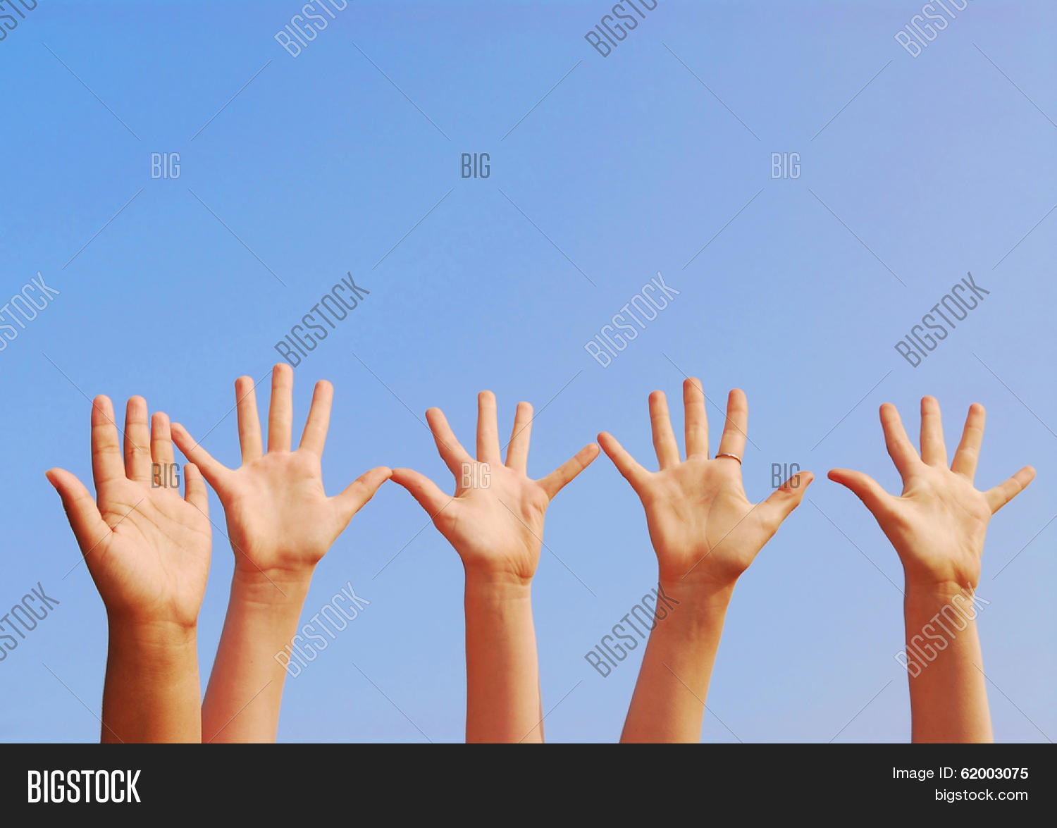 Raised Hands On Blue Image & Photo (Free Trial) | Bigstock