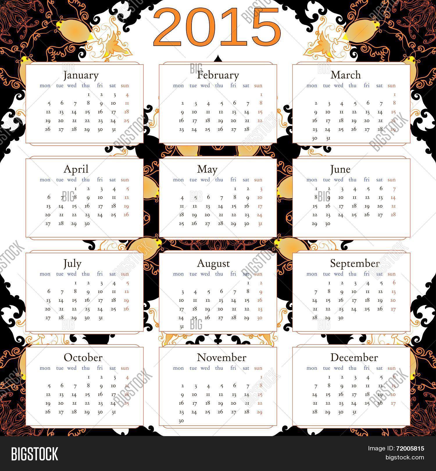 2015 Calendar Vector & Photo (Free Trial) | Bigstock