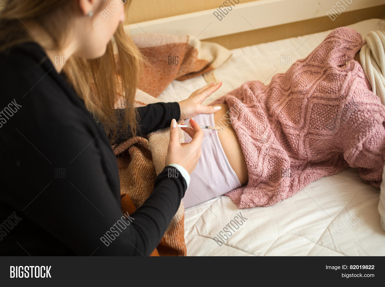 Woman Doing Injection Image And Photo Free Trial Bigstock