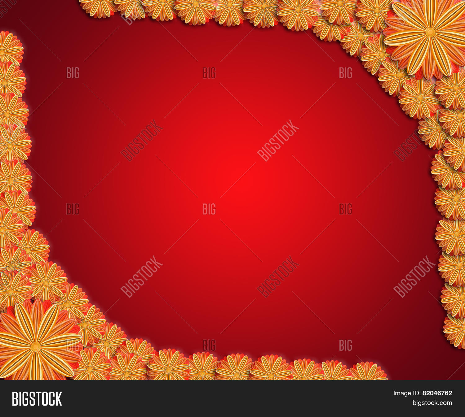 Frame Flowers On Red Image & Photo (Free Trial) | Bigstock