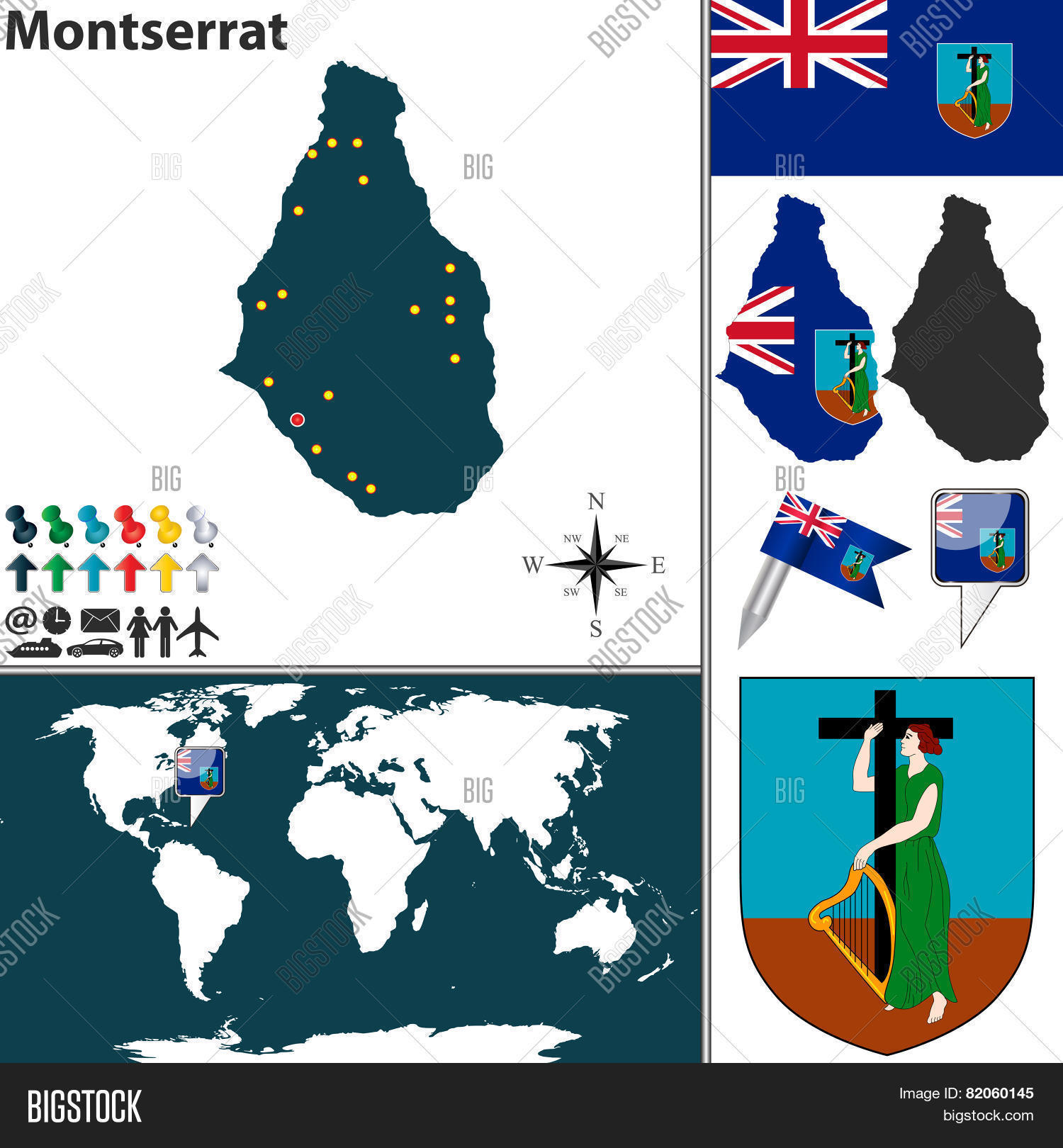 Map Montserrat Vector & Photo (Free Trial) | Bigstock