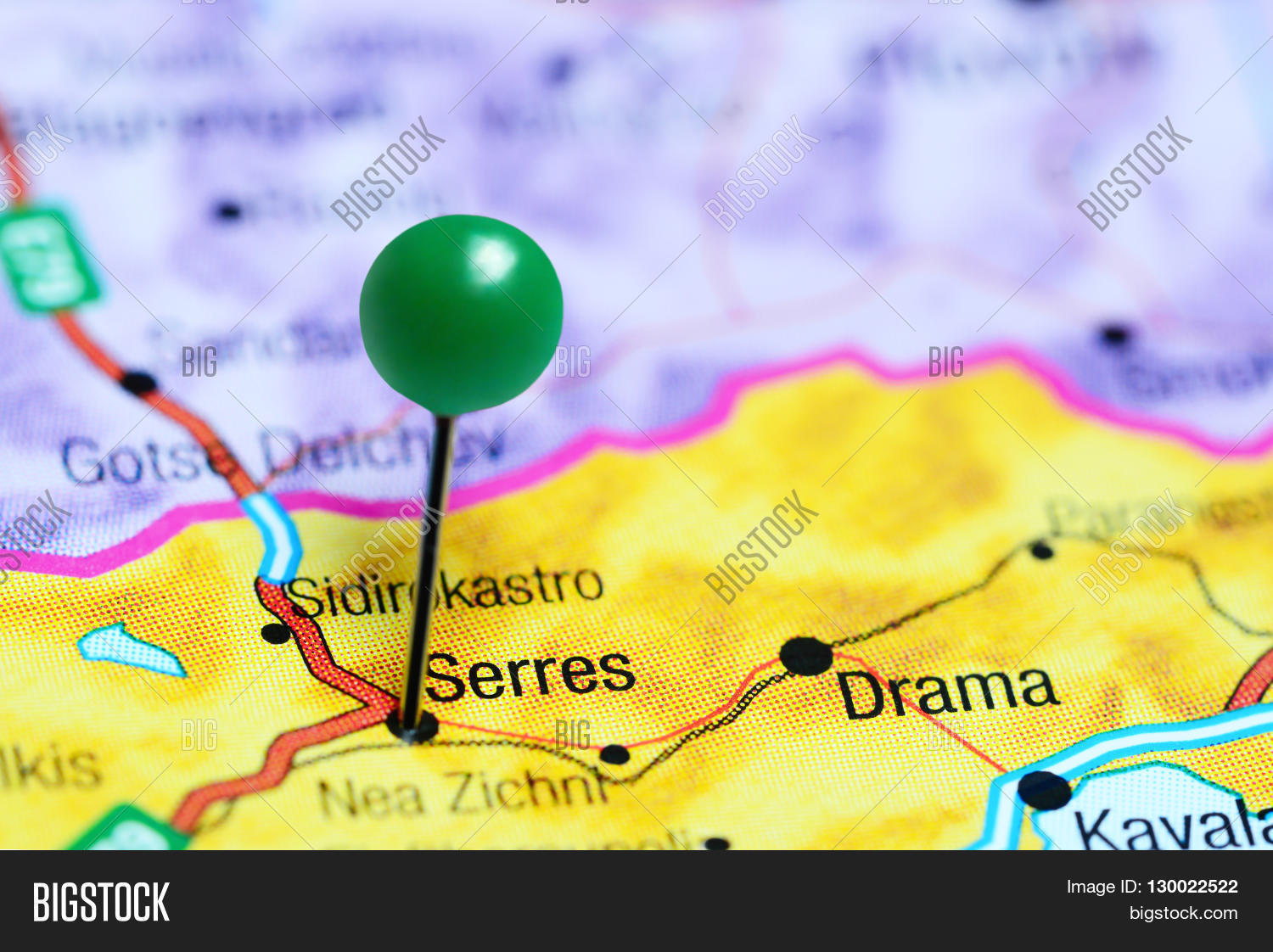 Serres Pinned On Map Image & Photo (Free Trial) | Bigstock