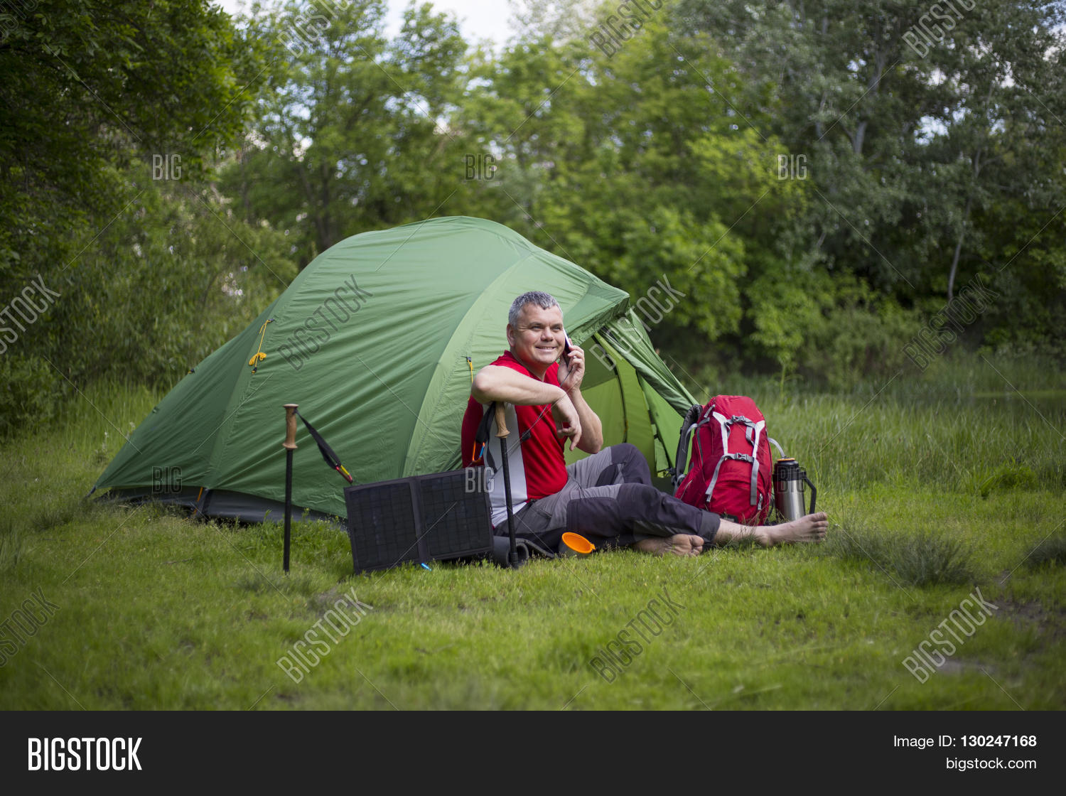 Man Sitting Near Tent Image & Photo (Free Trial) | Bigstock