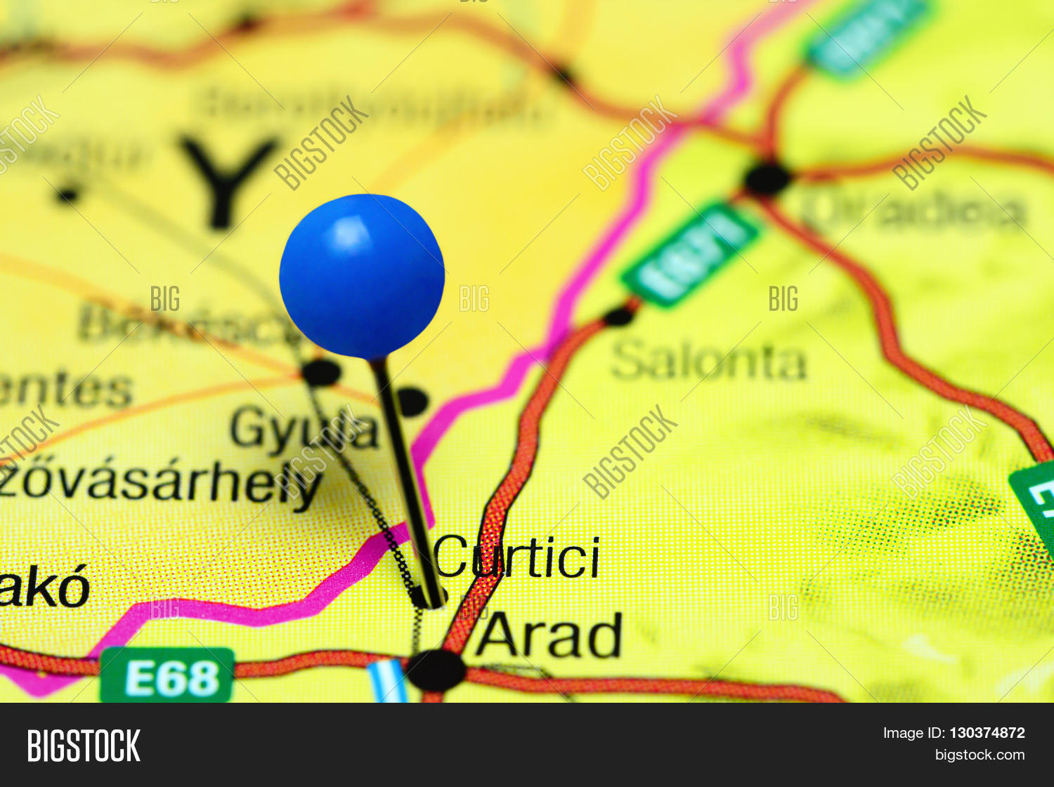 Curtici Pinned On Map Image & Photo (Free Trial) | Bigstock