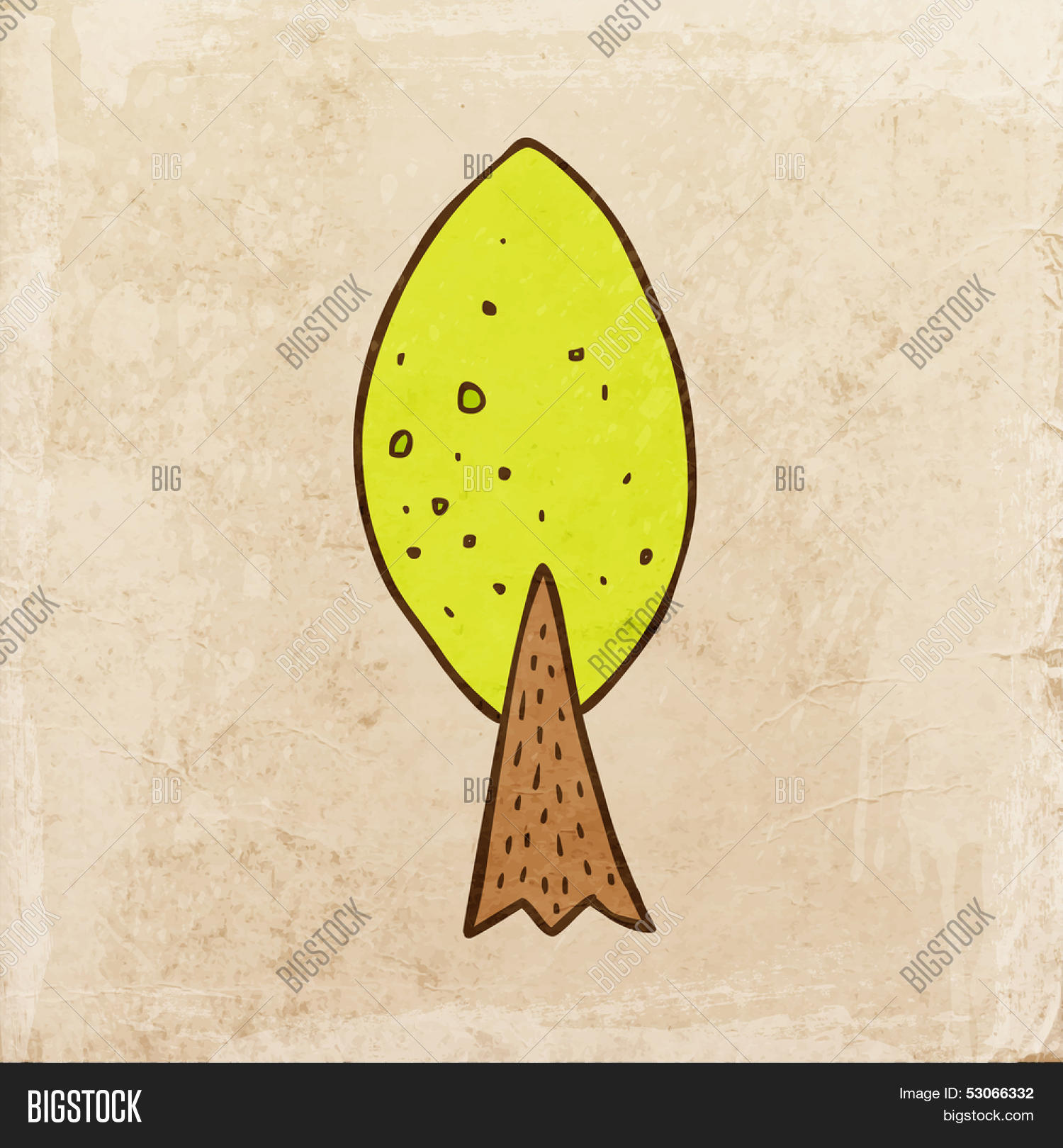 Green Tree. Cute Hand Vector & Photo (Free Trial) | Bigstock