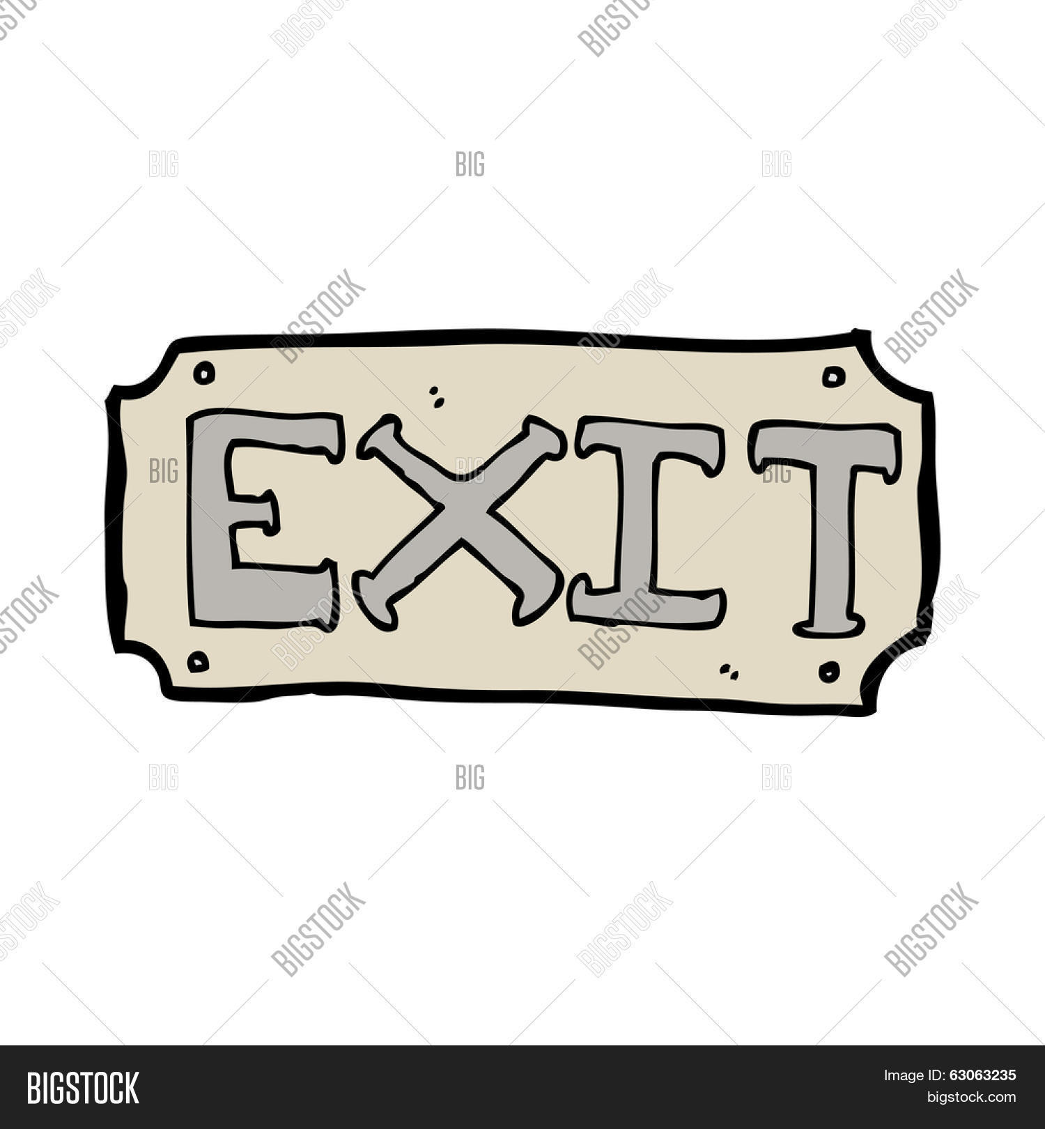 Cartoon Exit Sign Vector & Photo (Free Trial) | Bigstock