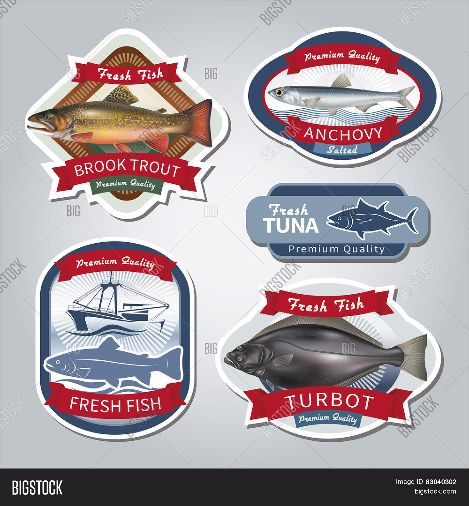 Fish Labels Set 5. Vector & Photo (Free Trial) | Bigstock