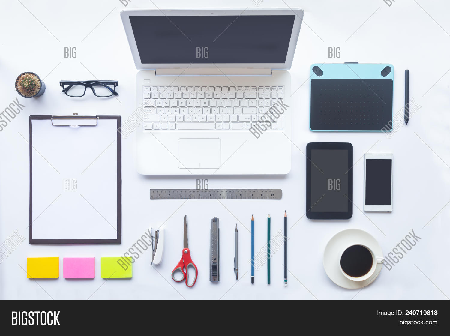 Top View Desk Office Image & Photo (Free Trial) | Bigstock
