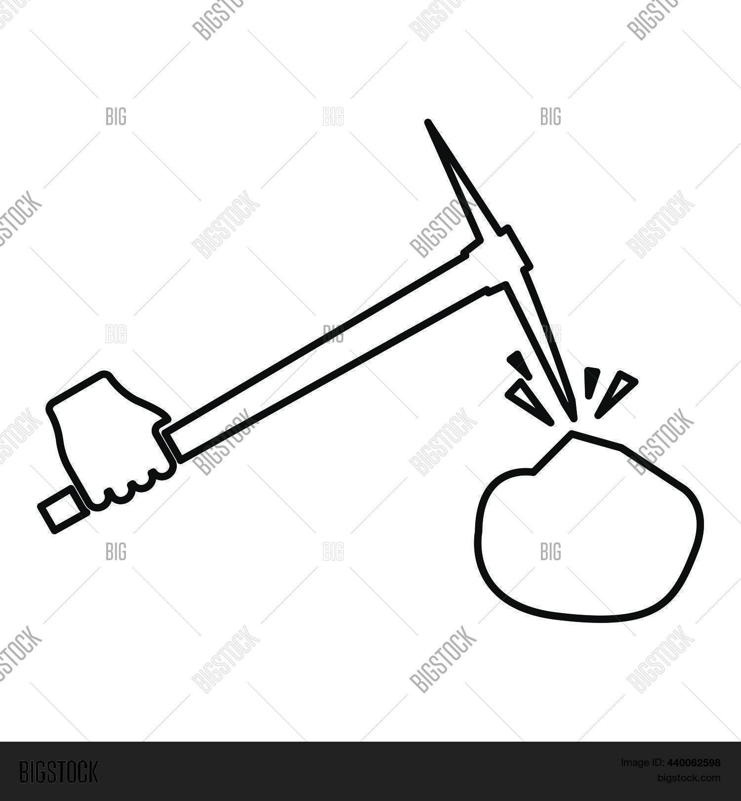 Pickaxe Hit Stone Vector & Photo (Free Trial) | Bigstock