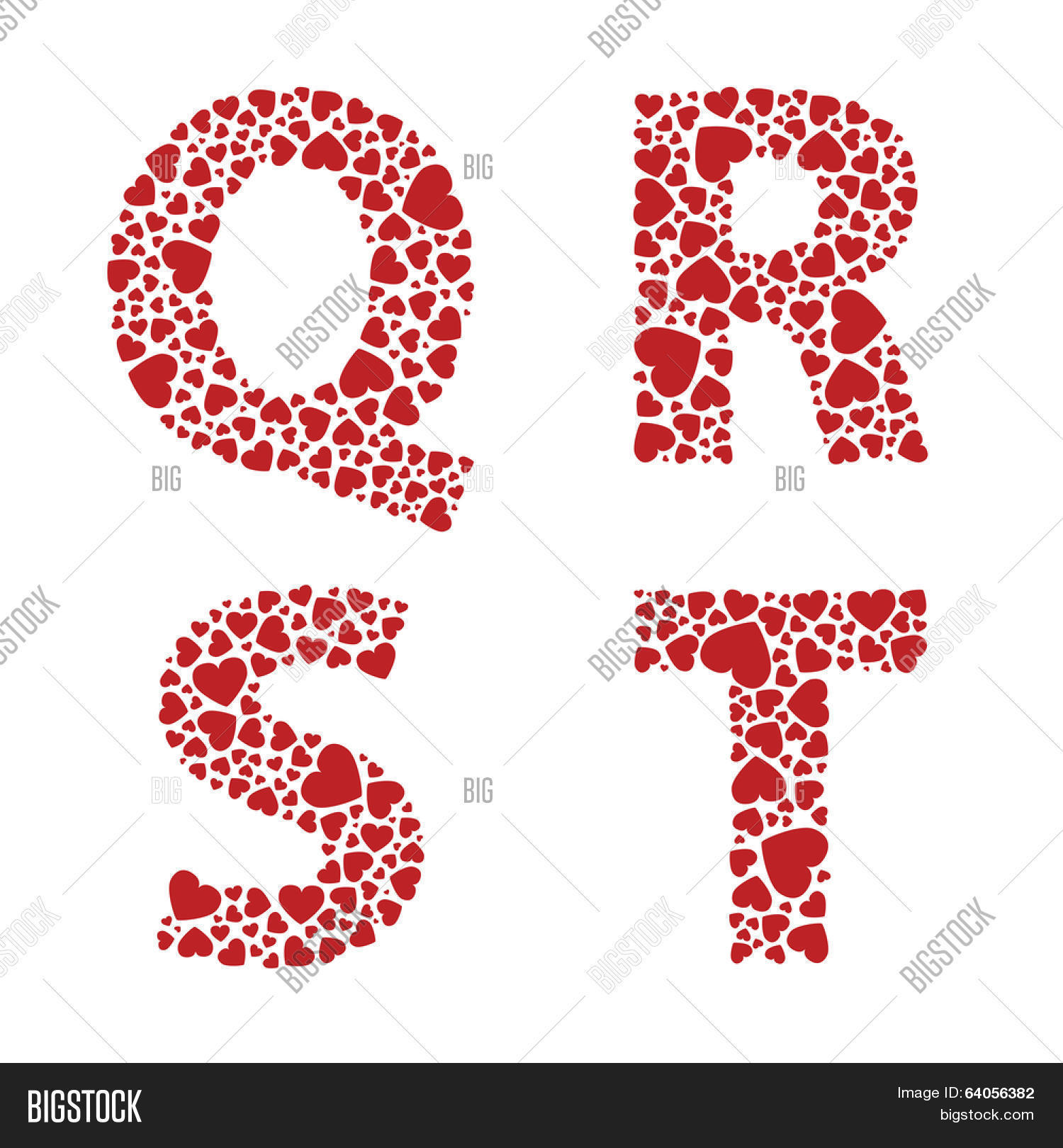 QRST Heart Alphabet Vector & Photo (Free Trial) | Bigstock