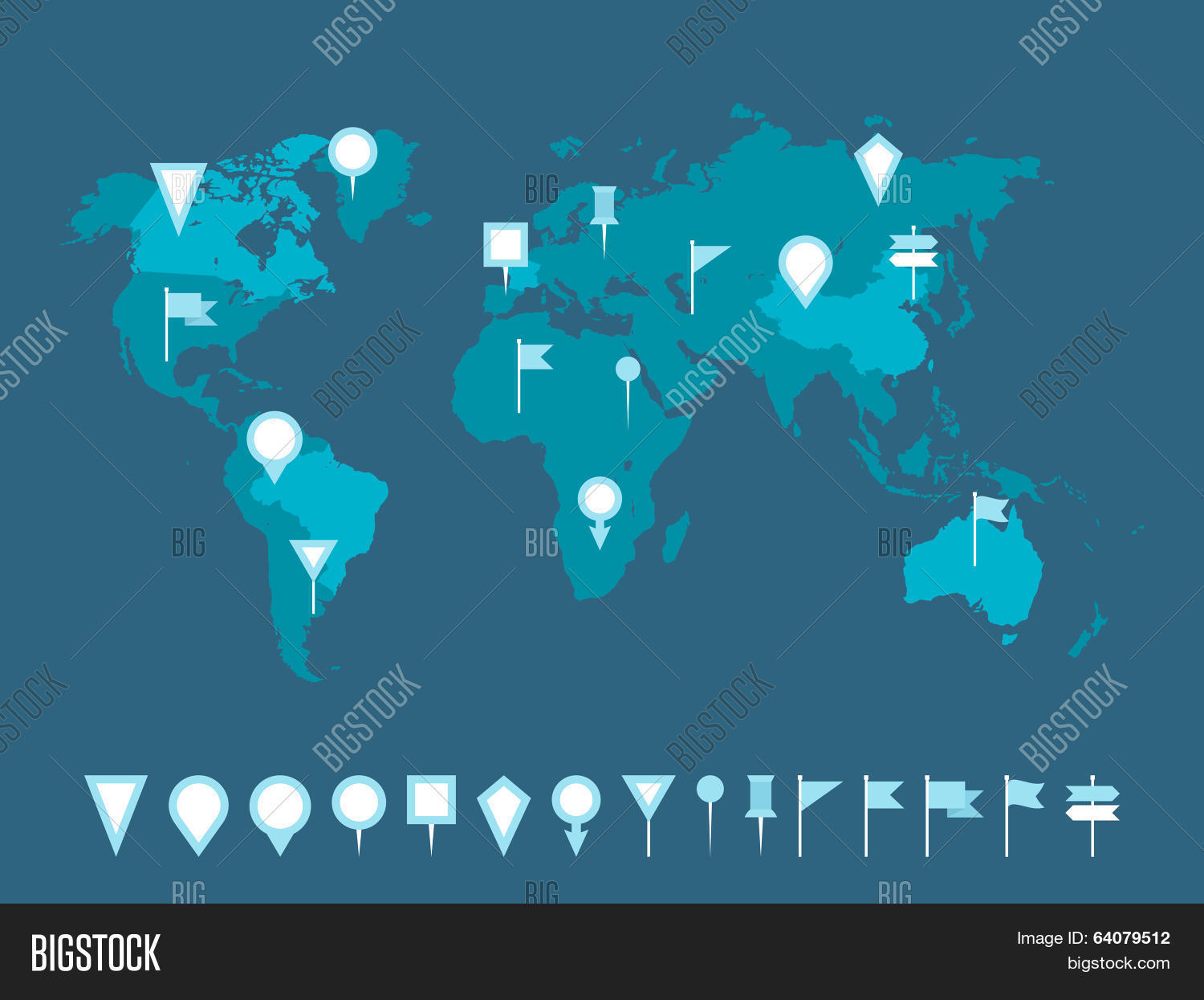 Map Markers Vector & Photo (Free Trial) | Bigstock