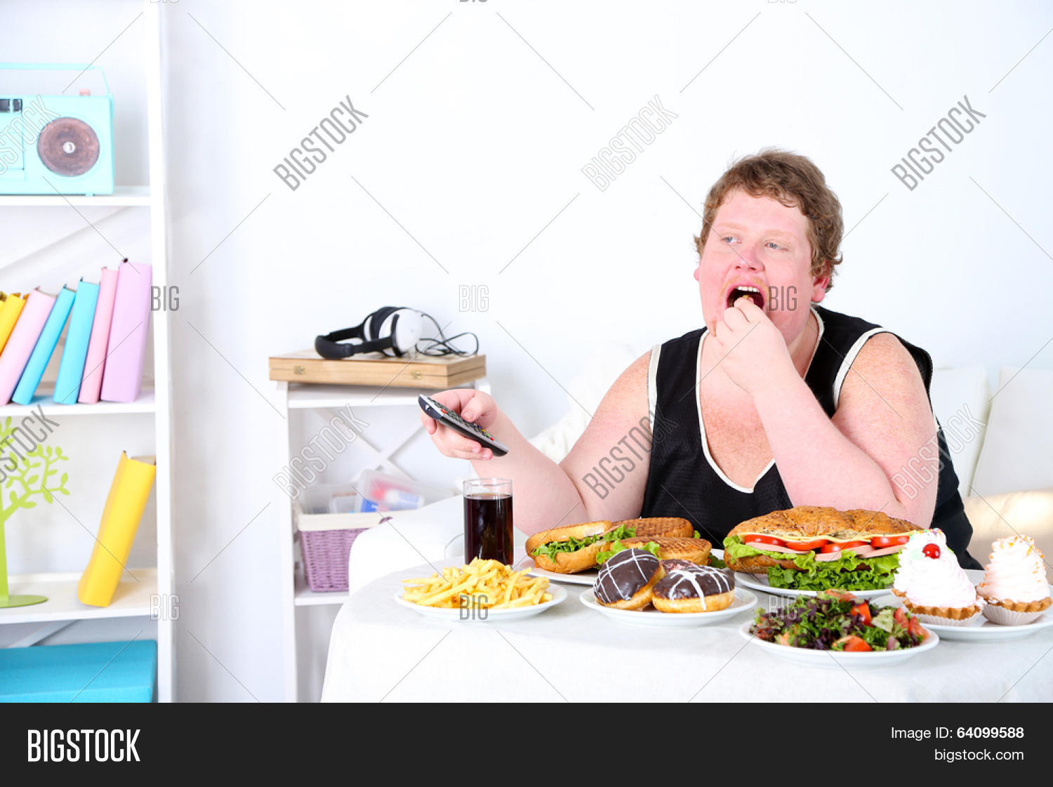 Fat Man Has Big Lunch Image & Photo (Free Trial) | Bigstock