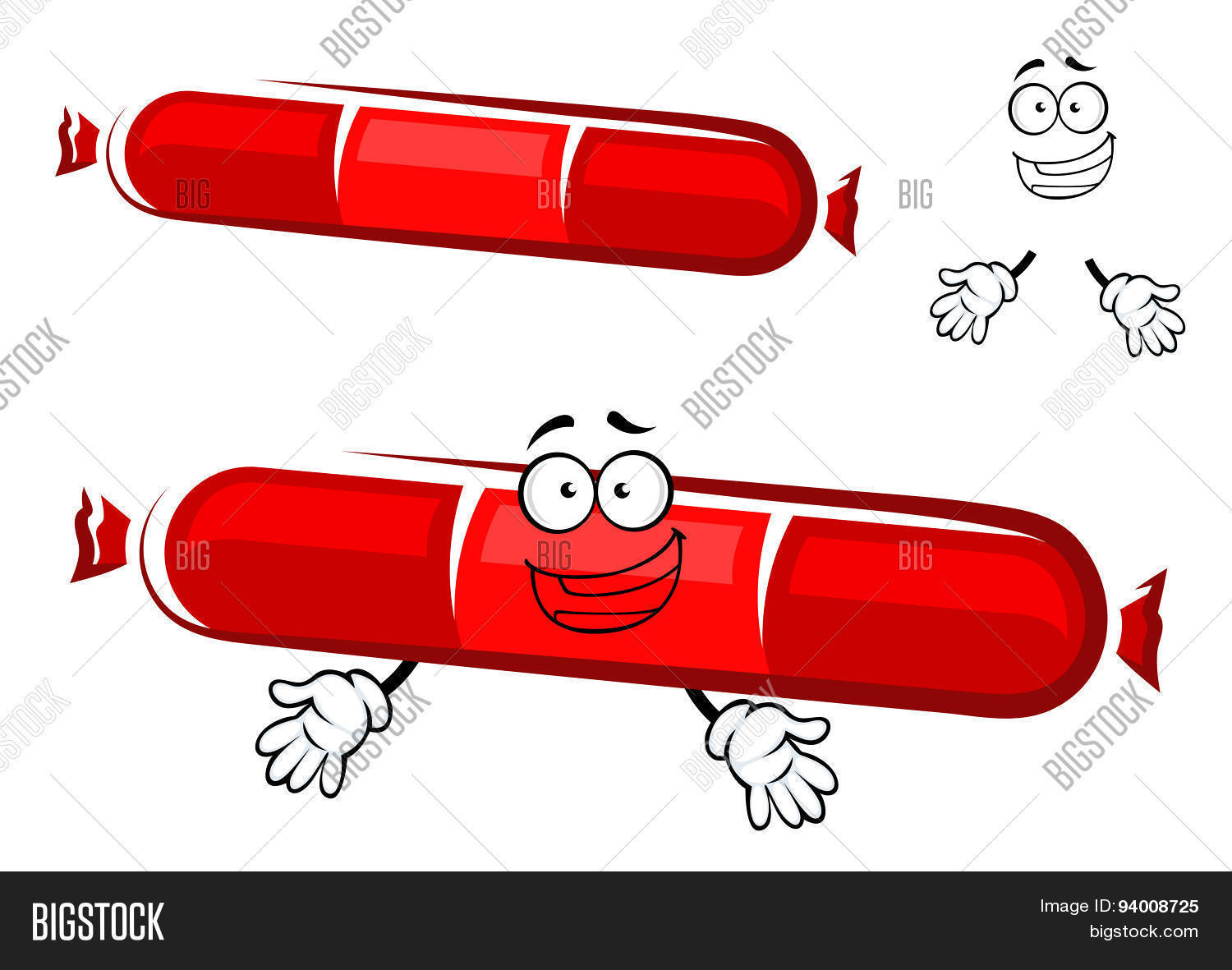 Sausage Stick Cartoon Vector & Photo (Free Trial) | Bigstock