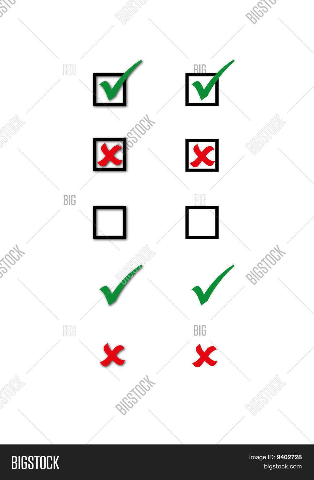 Tick Cross Checkbox Vector & Photo (Free Trial) | Bigstock