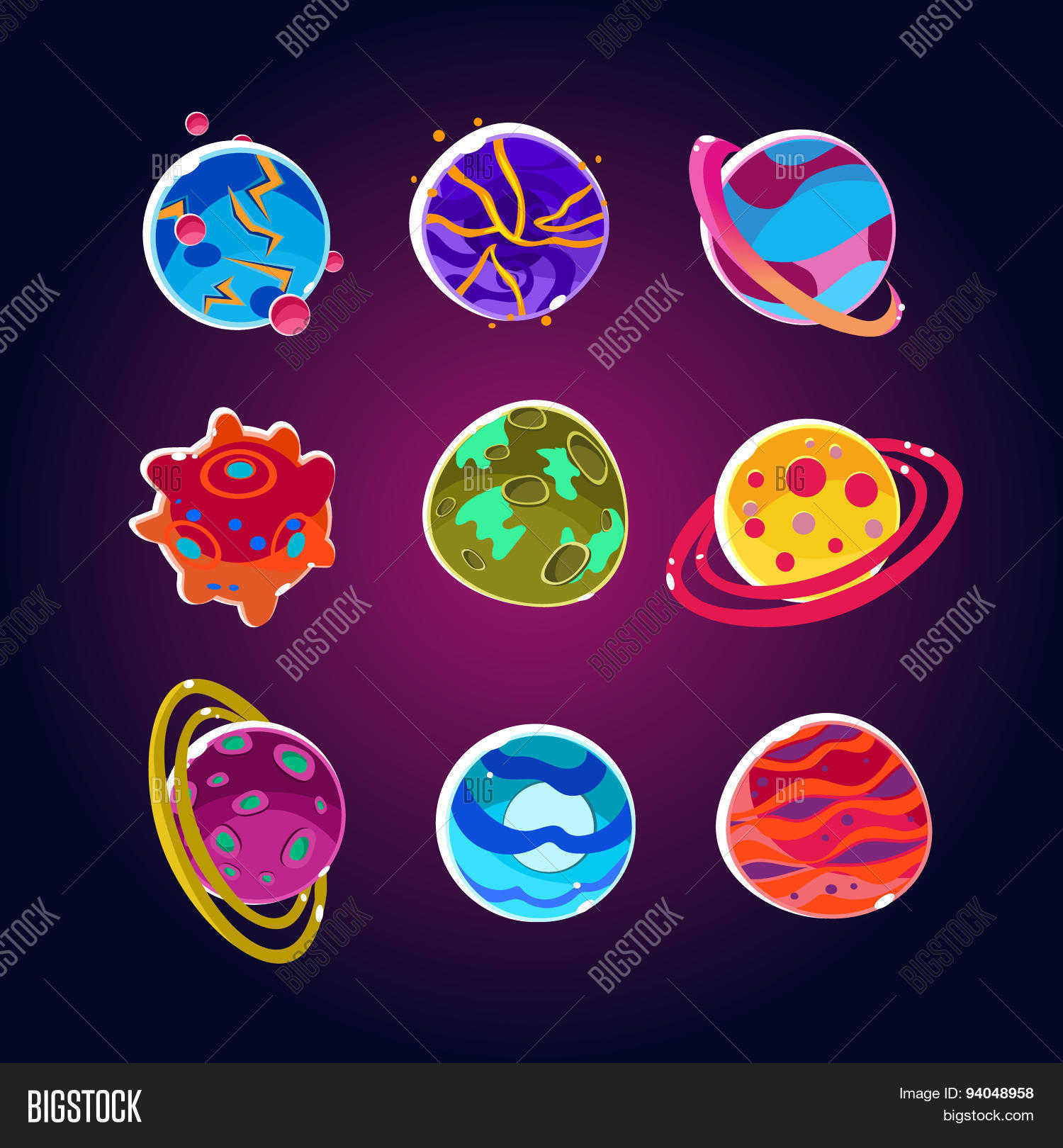 Comic Planets Space Vector & Photo (Free Trial) | Bigstock