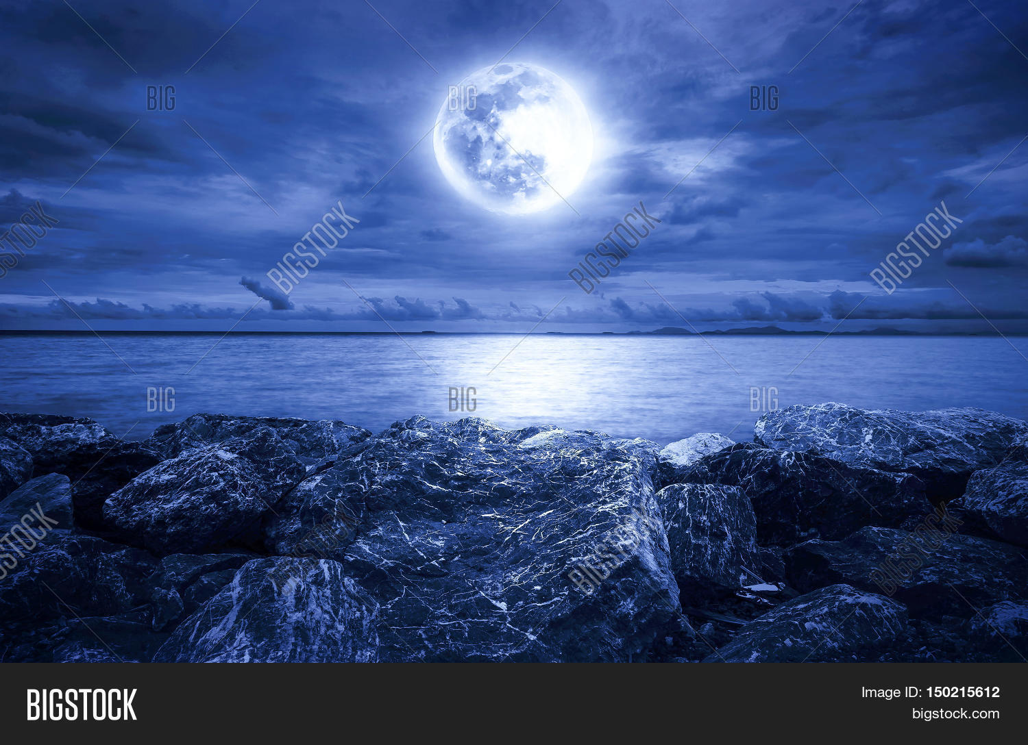 Full Moon Over Ocean Image & Photo (Free Trial) | Bigstock
