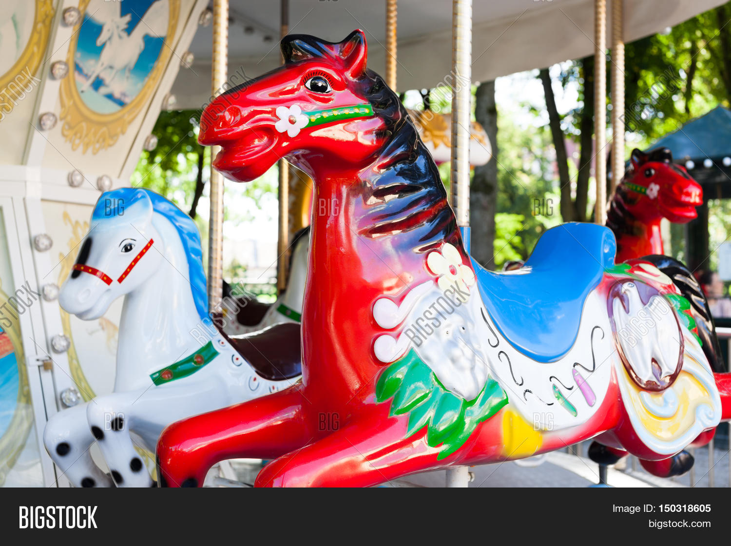 Red Old Carousel Horse Image & Photo (Free Trial) | Bigstock