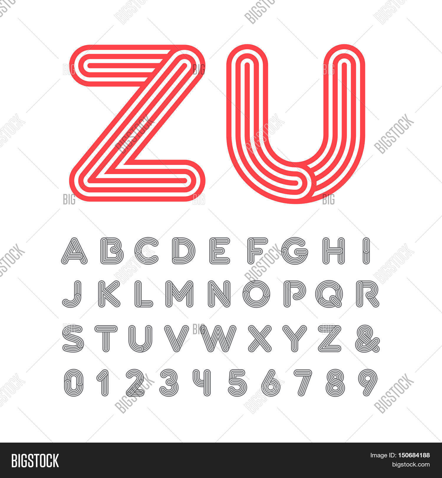 Linear Font. Vector Vector & Photo (Free Trial) | Bigstock