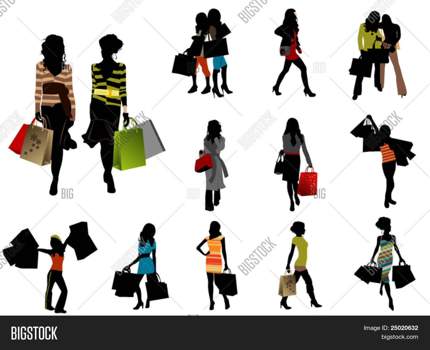 Shopping Girls Vector & Photo (Free Trial) | Bigstock