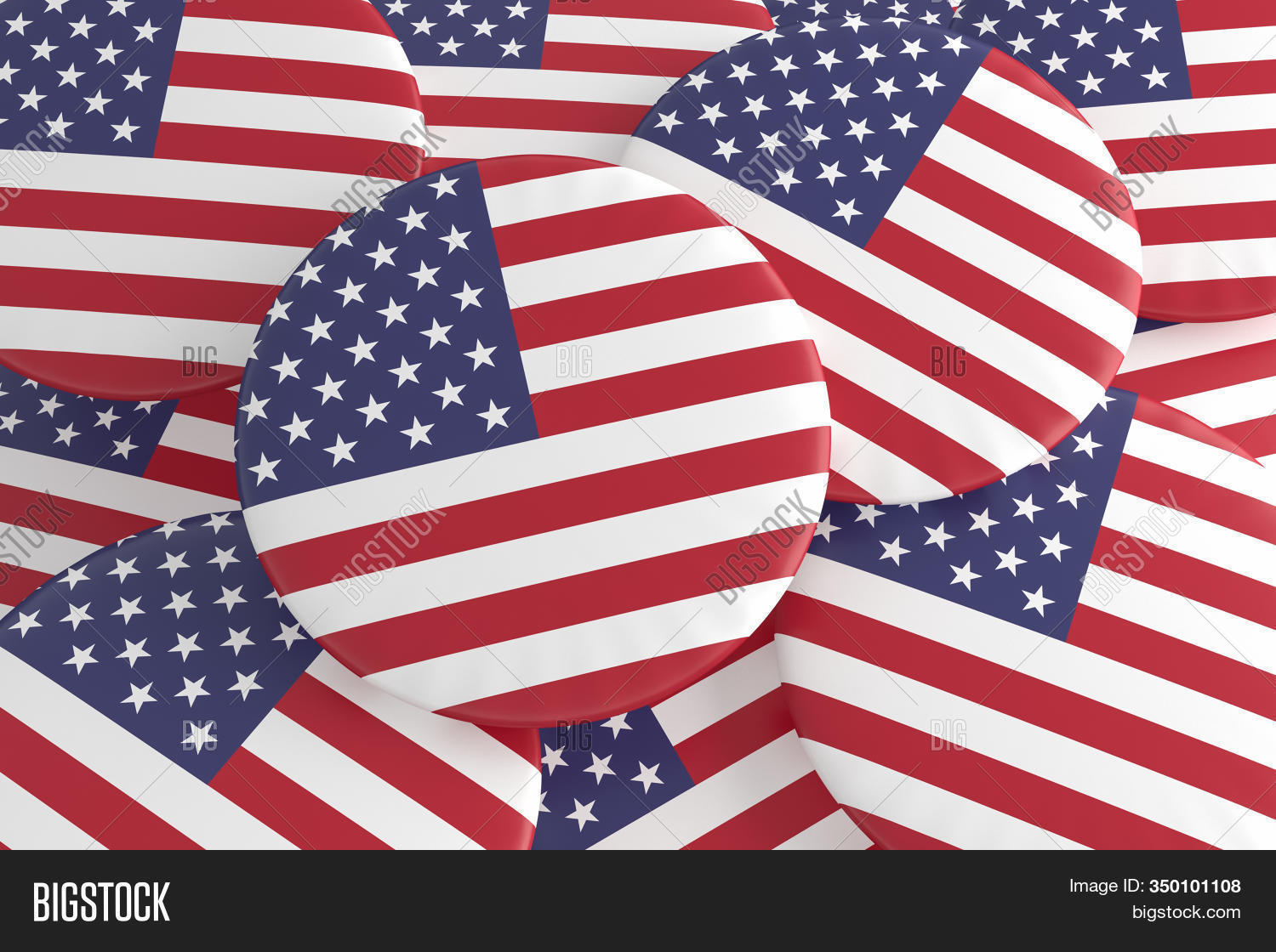 Pile Usa Flag Badges, Image & Photo (Free Trial) | Bigstock