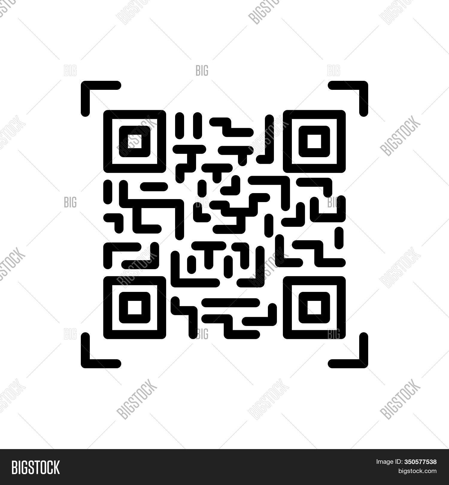 Black Line Icon Qr- Vector & Photo (Free Trial) | Bigstock