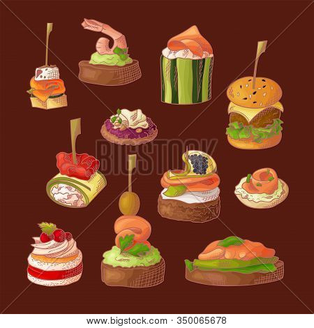Set Finger Food Vector & Photo (Free Trial) | Bigstock