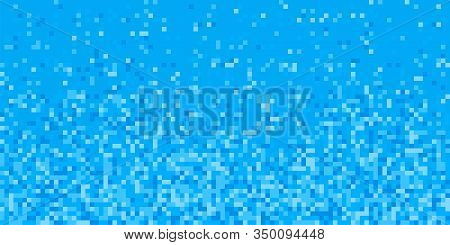 Pixel Pattern. Vector Horizontal Seamless Background. Abstract Blue Mosaic Texture Design. Retro ...