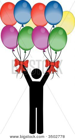 Stick Man Balloons Vector & Photo (Free Trial) | Bigstock