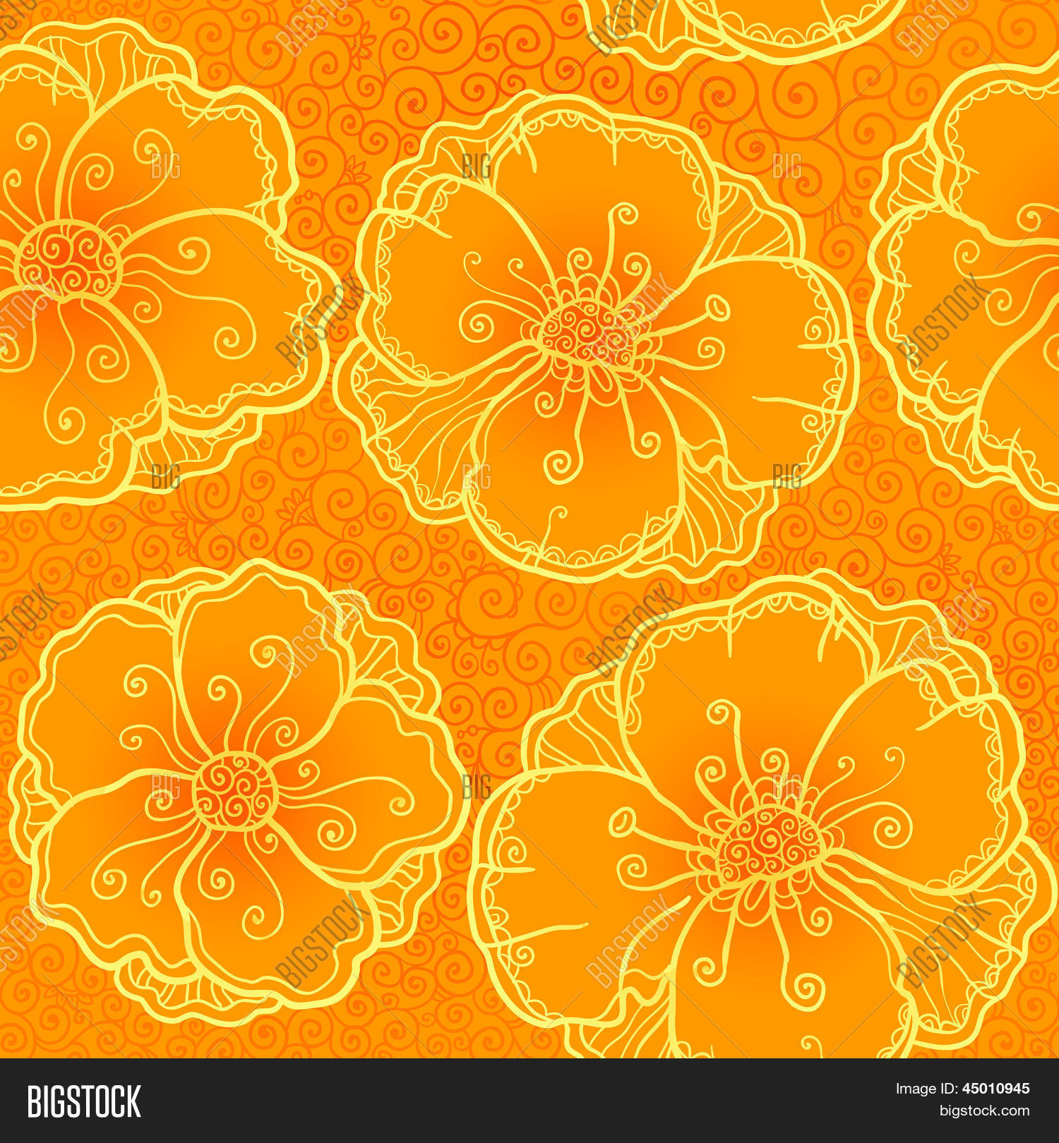 Ornate Orange Flowers Vector & Photo (Free Trial) | Bigstock