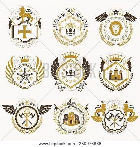 Set Of Luxury Heraldic Vector Templates. Collection Of Vector Symbolic ...