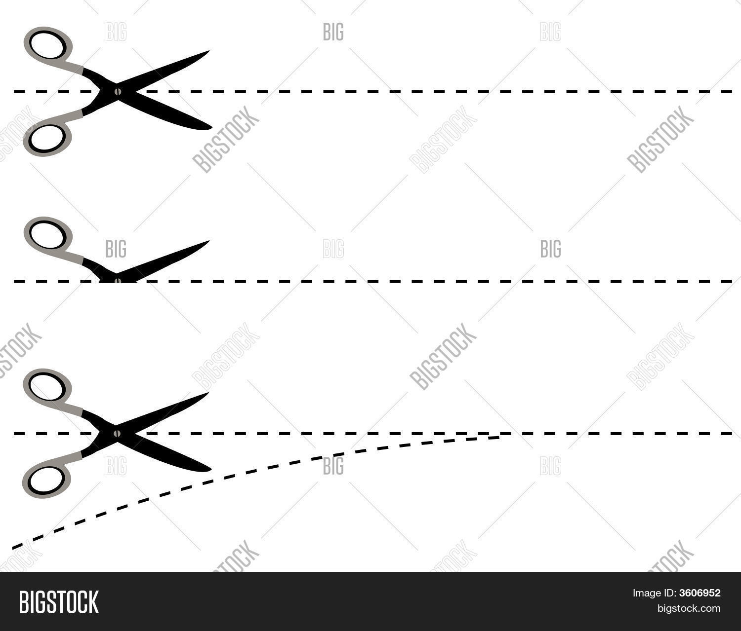 Scissors Cut Lines Vector & Photo (Free Trial) | Bigstock