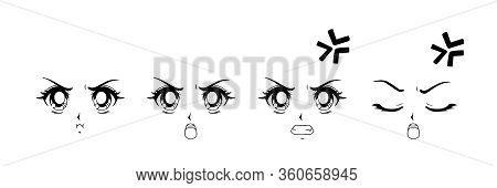 Set Anime Angry Faces Vector & Photo (Free Trial) | Bigstock